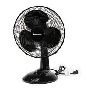 impress 12 inch 3 speed oscillating table fan in black