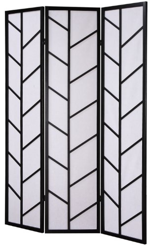 Roundhill Furniture 3-Panel Climbing Screen Room Divider, Black