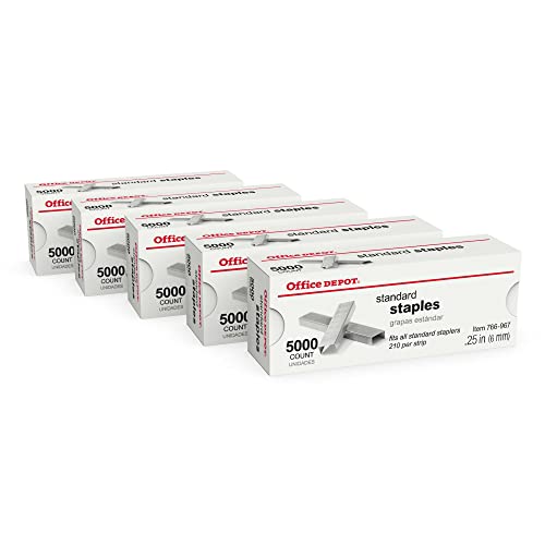 Office Depot Standard Staples, 1/4in., Pack Of 5 Boxes, 2665