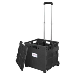 office depot mobile folding cart with lid, 16in.h x 18in.w x 15in.d, black, 50801