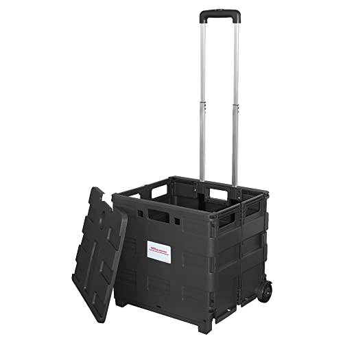 Office Depot Mobile Folding Cart with Lid, 16in.H x 18in.W x 15in.D, Black, 50801