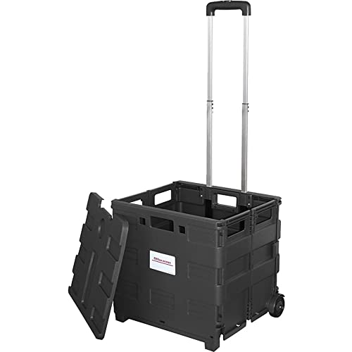 Office Depot Mobile Folding Cart with Lid, 16in.H x 18in.W x 15in.D, Black, 50801