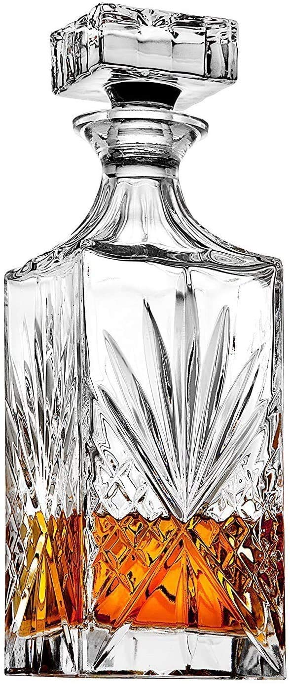 James Scott Crystal Decanter for Whiskey, Liquor and Bourbon - 25 Oz. | Irish Cut design | Gift Box