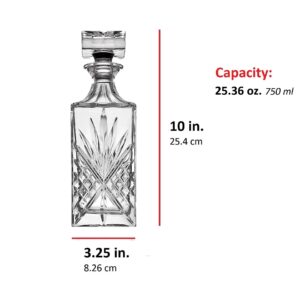 James Scott Crystal Decanter for Whiskey, Liquor and Bourbon - 25 Oz. | Irish Cut design | Gift Box