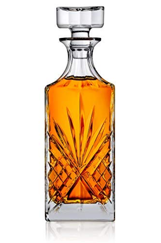 James Scott Crystal Decanter for Whiskey, Liquor and Bourbon - 25 Oz. | Irish Cut design | Gift Box