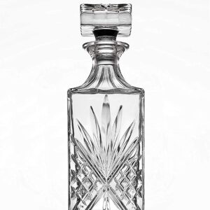 James Scott Crystal Decanter for Whiskey, Liquor and Bourbon - 25 Oz. | Irish Cut design | Gift Box