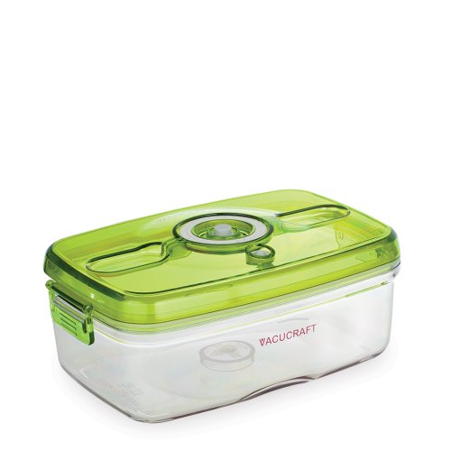 Vacucraft Plastic Food Storage Containers with Airtight Lids - Rectangle Food Storage Containers with Lids - Great for Vegatables, Fruits and Meats - Keeps Food Fresh - Vacuum Seal Containers for Food