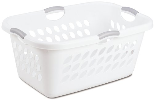 Sterilite 12158006 2 Bushel/ 71 Liter Ultra Laundry Basket, White Basket w/ Titanium Inserts, 6-Pack