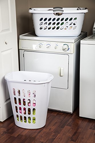 Sterilite 12158006 2 Bushel/ 71 Liter Ultra Laundry Basket, White Basket w/ Titanium Inserts, 6-Pack