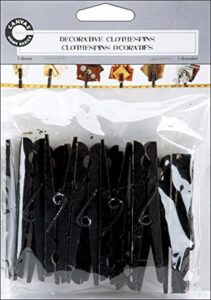 decorative clothespins black 3.5 inch long by 5/8 inch wide, 12 count