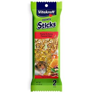 vitakraft hamster whole grains & honey treat sticks glazed with yogurt 2 pack, 3 ounce