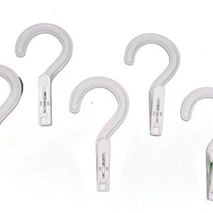 Symak Set of 5 Laundry Hooks Clothes Hanger Clips White Plastic Home Aide K2105