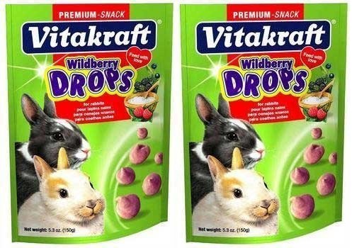 (2 Pack) Vitakraft Wildberry Drops Treats For Pet Rabbits, 5.3 Ounces Per Pack