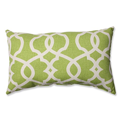 Pillow Perfect - 512761 Lattice Damask Leaf Rectangular Throw Pillow,Green Beige