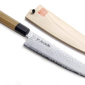 Yoshihiro VG-10 46 Layers Hammered Damascus Gyuto Japanese Chefs Knife (Octagonal Ambrosia Handle) (8.25" (210mm)