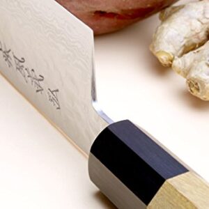 Yoshihiro VG-10 46 Layers Hammered Damascus Gyuto Japanese Chefs Knife (Octagonal Ambrosia Handle) (8.25" (210mm)