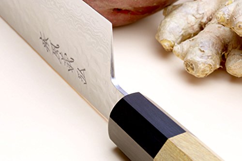 Yoshihiro VG-10 46 Layers Hammered Damascus Gyuto Japanese Chefs Knife (Octagonal Ambrosia Handle) (8.25" (210mm)