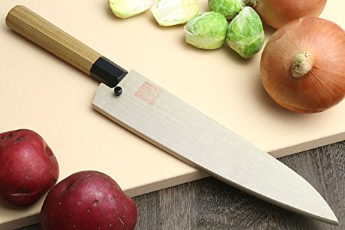 Yoshihiro VG-10 46 Layers Hammered Damascus Gyuto Japanese Chefs Knife (Octagonal Ambrosia Handle) (8.25" (210mm)