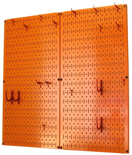 Wall Control Kitchen Pegboard Organizer Pots and Pans Pegboard Pack Storage and Organization Kit with Orange Pegboard and Red Accessories