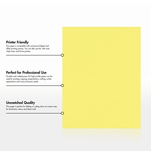 LUXPaper 8.5" x 11" Paper | Letter Size | Pastel Canary Yellow | 60lb. Text | 50 Qty