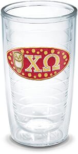 tervis chi omega sorority tumbler, 16 oz, clear -