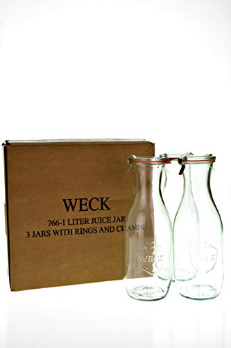 Weck 766 Juice Jars, 35.9 Ounce - Set of 3