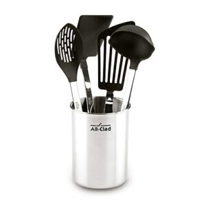 all-clad scratch & heat-resistant nylon tools with stainless steel handles and caddy, 5-piece