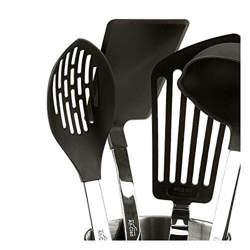 All-Clad Scratch & Heat-Resistant Nylon Tools with Stainless Steel Handles and Caddy, 5-Piece