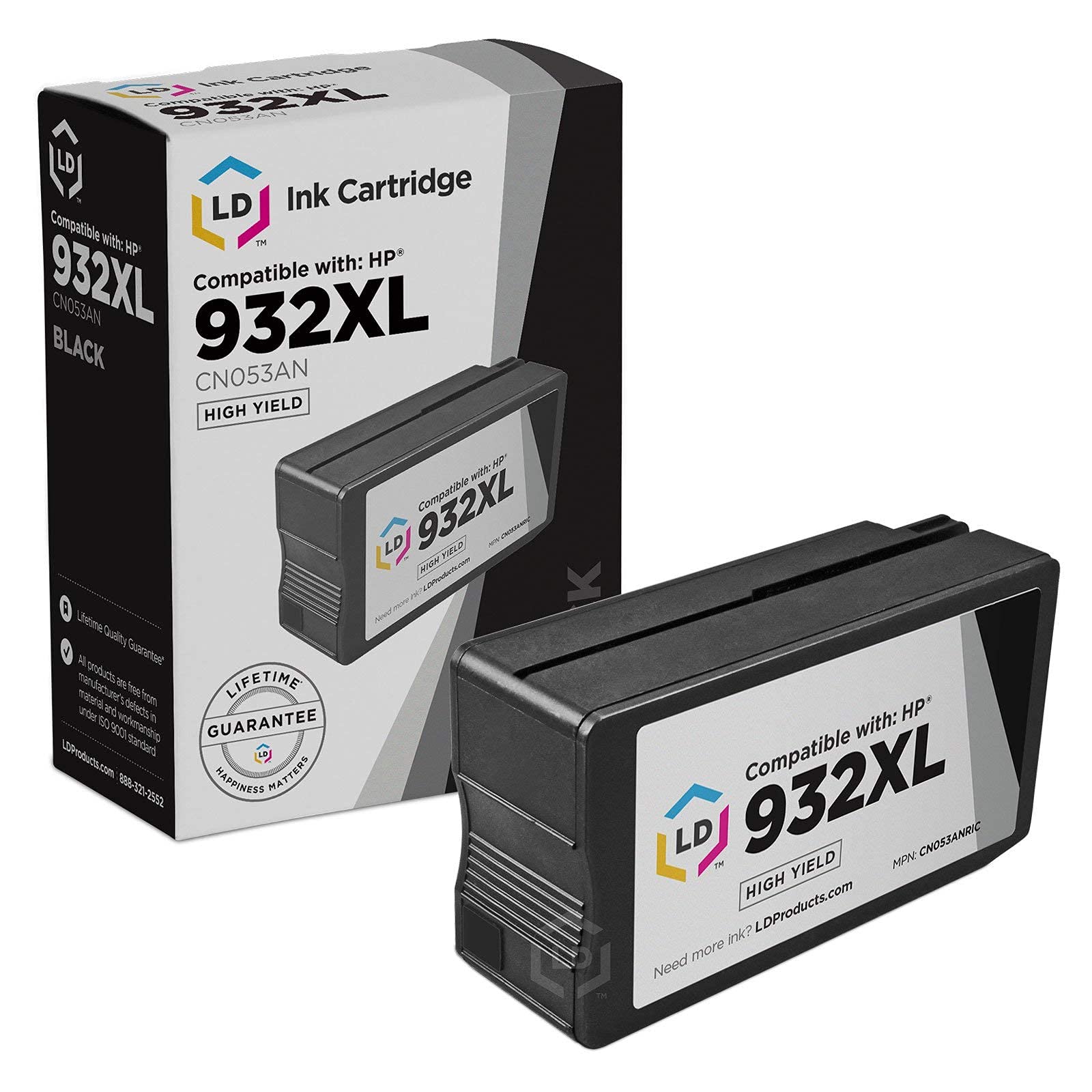 LD Remanufactured Ink Cartridge Replacement for HP 932XL CN053AN High Yield (Black)