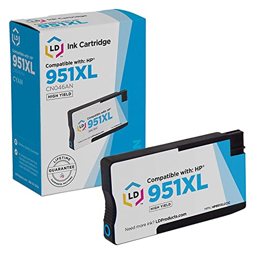 LD Products Compatible Ink Cartridge Replacement for HP 951XL CN046AN HY (Cyan) Compatible with OfficeJet 8600 Pro 251dw, 276dw MFP, 8100, 8600, 8600 Plus, 8600 Premium, 8610, 8615, 8616 & 8620