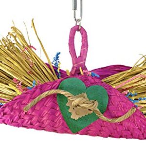 Bonka Bird Toys 950 Foraging Taco Shredding Parrot Toy, Brightly Colored Natural Raffia and Palm Leaf. Quality Product Hand Made in The USA.