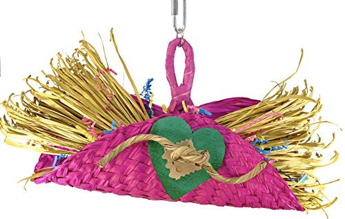 Bonka Bird Toys 950 Foraging Taco Shredding Parrot Toy, Brightly Colored Natural Raffia and Palm Leaf. Quality Product Hand Made in The USA.