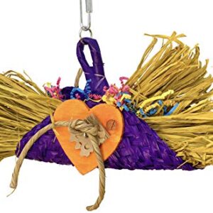 Bonka Bird Toys 950 Foraging Taco Shredding Parrot Toy, Brightly Colored Natural Raffia and Palm Leaf. Quality Product Hand Made in The USA.