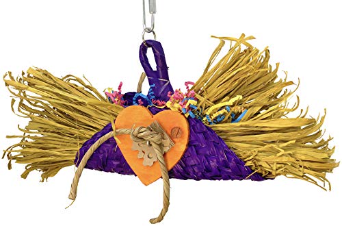 Bonka Bird Toys 950 Foraging Taco Shredding Parrot Toy, Brightly Colored Natural Raffia and Palm Leaf. Quality Product Hand Made in The USA.