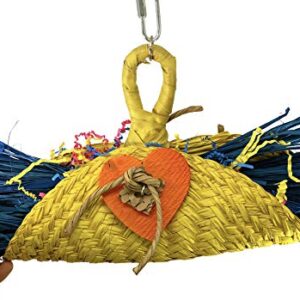 Bonka Bird Toys 950 Foraging Taco Shredding Parrot Toy, Brightly Colored Natural Raffia and Palm Leaf. Quality Product Hand Made in The USA.