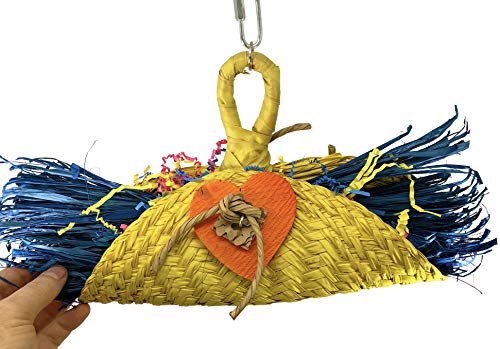 Bonka Bird Toys 950 Foraging Taco Shredding Parrot Toy, Brightly Colored Natural Raffia and Palm Leaf. Quality Product Hand Made in The USA.