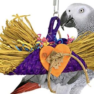 Bonka Bird Toys 950 Foraging Taco Shredding Parrot Toy, Brightly Colored Natural Raffia and Palm Leaf. Quality Product Hand Made in The USA.