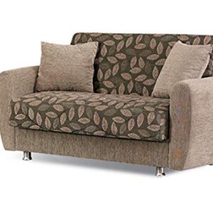 BEYAN Chestnut 2016 Collection Living Room Convertible Storage Loveseat with Storage Space, Includes 2 Pillows, Dark Brown