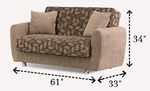 BEYAN Chestnut 2016 Collection Living Room Convertible Storage Loveseat with Storage Space, Includes 2 Pillows, Dark Brown