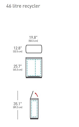 simplehuman 46 Liter / 12.2 Gallon Rectangular Kitchen Dual Compartment Recycling Step Trash Can, Brushed Stainless Steel