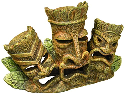 Penn-Plax RRT4 Tiki Tribe Aquarium Ornament | Fun Resin Decor Item Featuring 3 Faces for a Fun Look in Any Tank