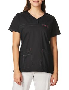 wonderwink women's wonderflex patience scrub top, black, xx-large