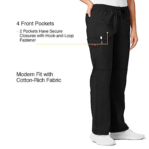 WonderWink Women's Wonderflex Faith Scrub Pant, Black, Large