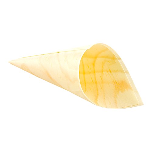 Restaurantware 5 Inch Food Cones, 200 Sustainalbe Serving Cones - Durable, For Appetizers And Charcuterie, Pinewood Disposable Cones, Holds Wedding Confetti And Petals - Restaurantware