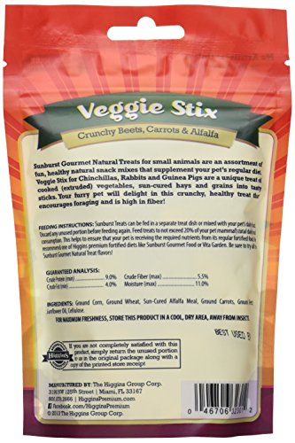 Higgins Sunburst Veggie Stix Gourmet Treats For Guinea Pigs, Rabbits & Chinchillas, 4 Oz