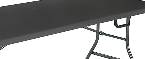 CoscoProducts Deluxe 6 foot x 30 inch Fold-in-Half Blow Molded Folding Table, Black