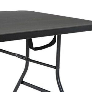 CoscoProducts Deluxe 6 foot x 30 inch Fold-in-Half Blow Molded Folding Table, Black