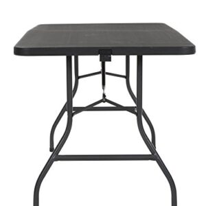 CoscoProducts Deluxe 6 foot x 30 inch Fold-in-Half Blow Molded Folding Table, Black