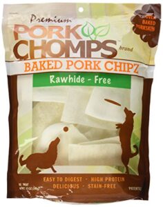 pork chomps baked pork skin dog chews, 3-inch chips, 12oz bag