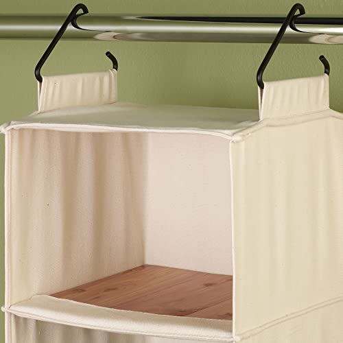 Household Essentials Cedarline 6-Shelf Hanging Closet Organizer, Heavy-Duty Cotton Canvas, Breathable, Versatile, Compact, Perfect for Rod or Wire Closets, Natural